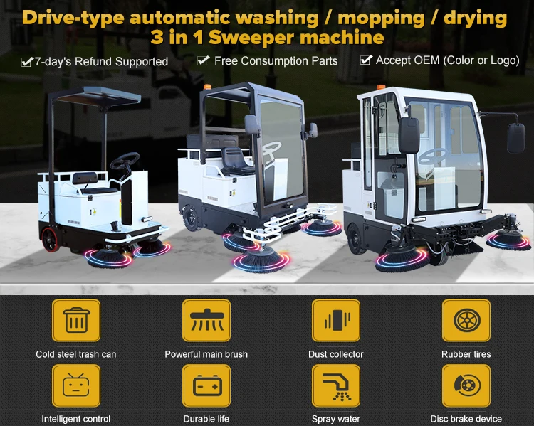 Floor Sweeper Five Brushes Electric All Closed Cab Vacuum Floor Sweeper ...