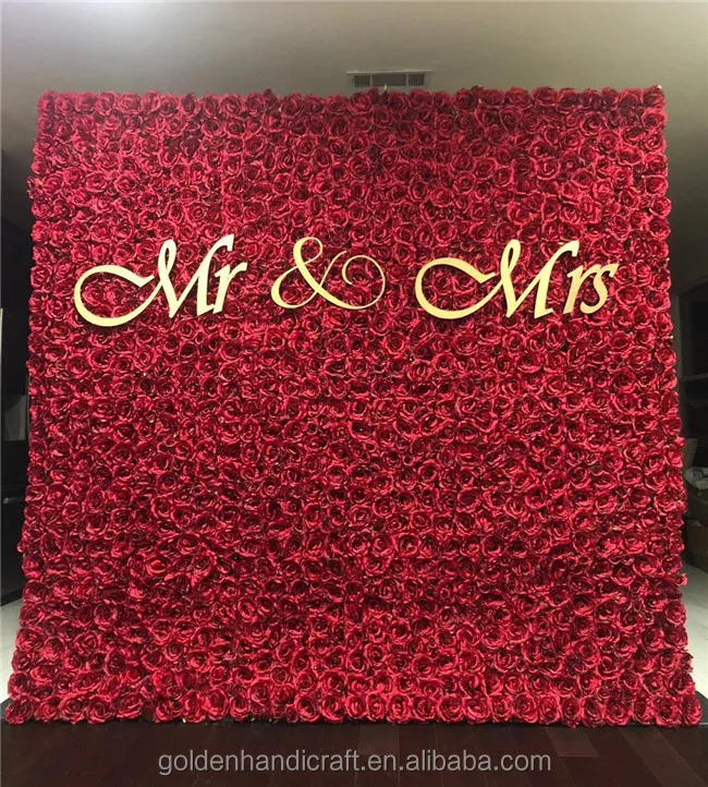 Artificial Silk Red Rose Flower Wall Mat Backdrop - Free Sample