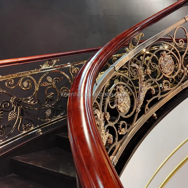 Interior Antique Bronze Decorative Railing Design Brass Stair Handrails ...