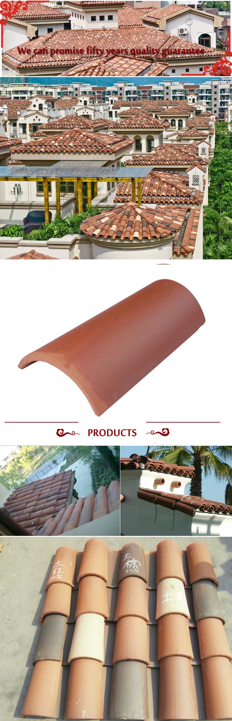 Red Barrel Half Round Clay Tile Roof - Durable & Stylish