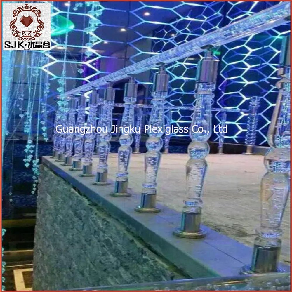 Indoor Acrylic Stairs Handrail,Stainless Steel Clear Acrylic Balustrade ...