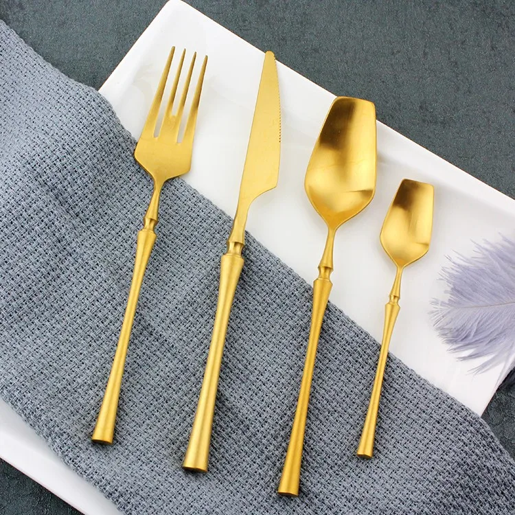 Handmade Matte Gold Thailand Stainless Steel Luxury Spoon Flatware ...