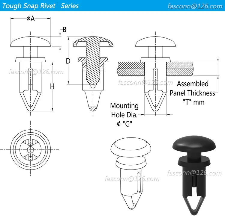 Nylon Mini Tough Snap Rivets - Durable, Removable Fasteners