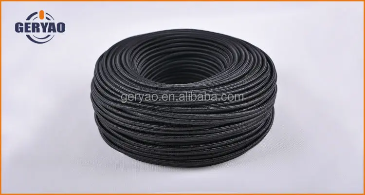 Shine Black 3 Core Fabric Textile Cable With Earth Wire Cloth Covered ...