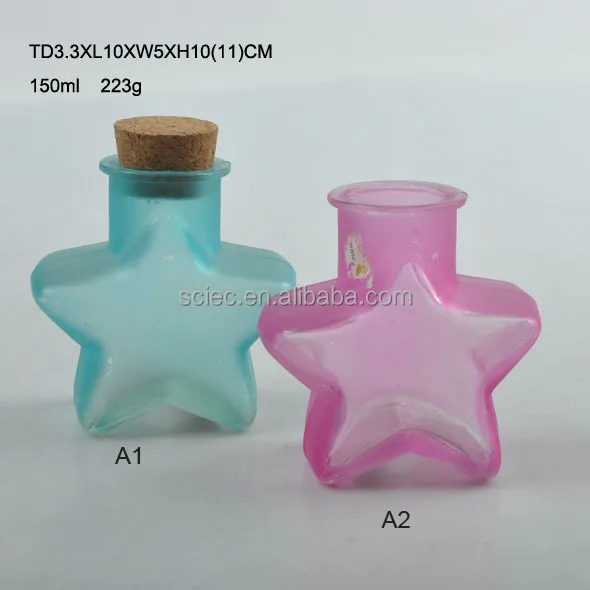 Star Shaped Glass Storage Jar / Glass Bottle With Cork Lid / Wood Lid ...
