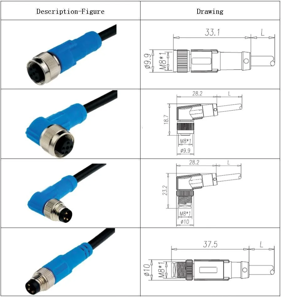 M8 3p 4p 5p Connectors Equivalent Binder Male And Female M8 Connector ...