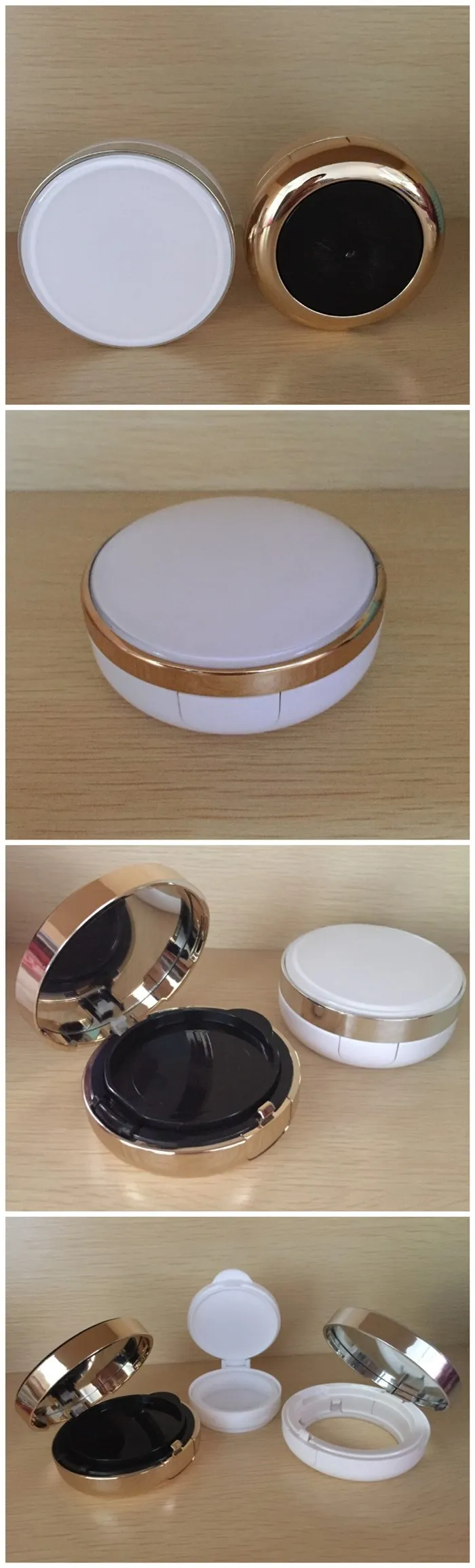 Facial Foundation Packaging Empty Black White Gold Round Air Cushion Bb ...