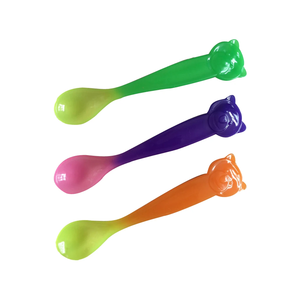 Custom Disposable Plastic Baby Feeding Magic Color Changing Spoon - Buy ...