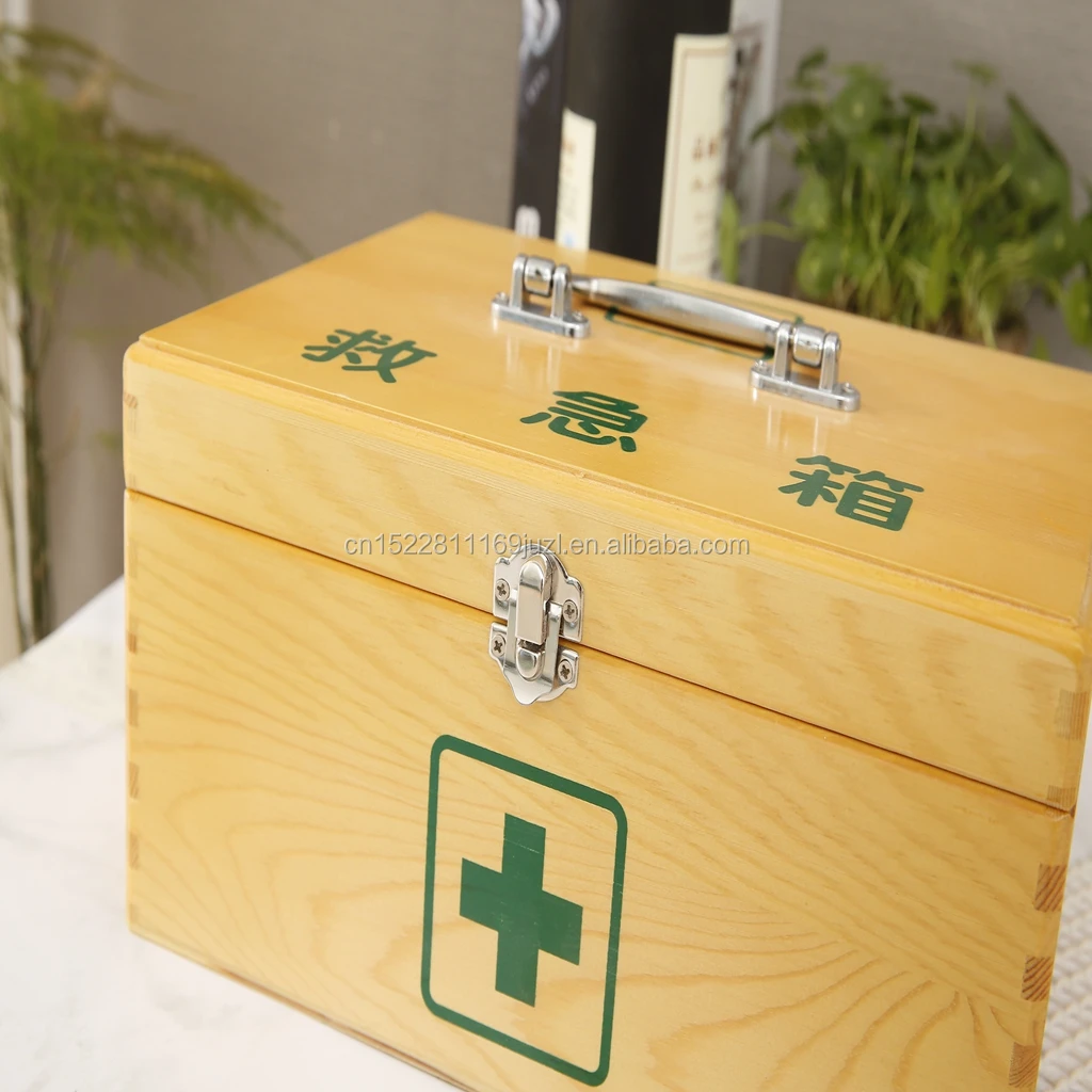 Wholesale Solid Wooden First Aid Kit Medical Case Box - Buy Empty First ...