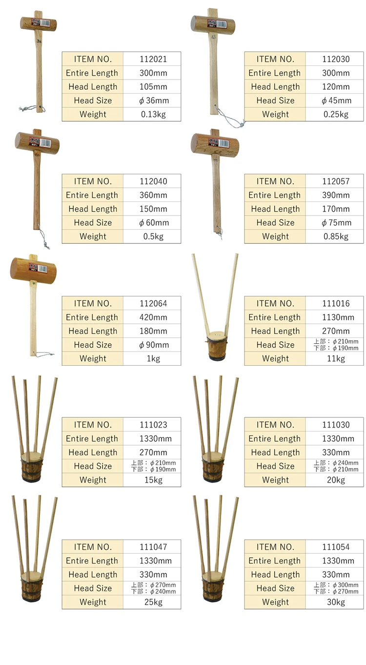 Wholesales High Quality Wooden Hammer Sizes From Japan - Buy Hammer ...