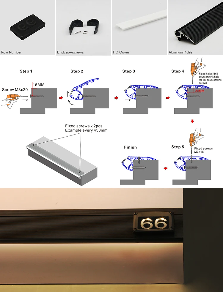 Led Stair Light Cinema Stair Aluminium Profile for Led Step Profile Light