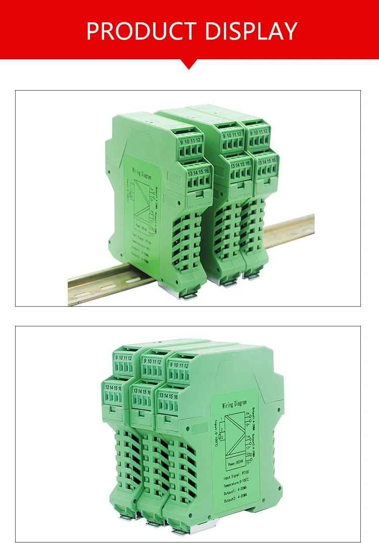 Din Rail Mounted Pt100 Rtd Temperature Transmitter 4-20ma Analog Signal ...
