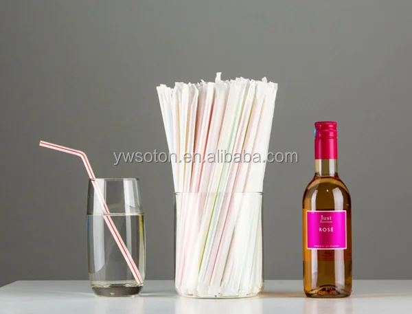 Single Individual Paper Wrapped Drinking Straw Neon Color Paper Packing ...