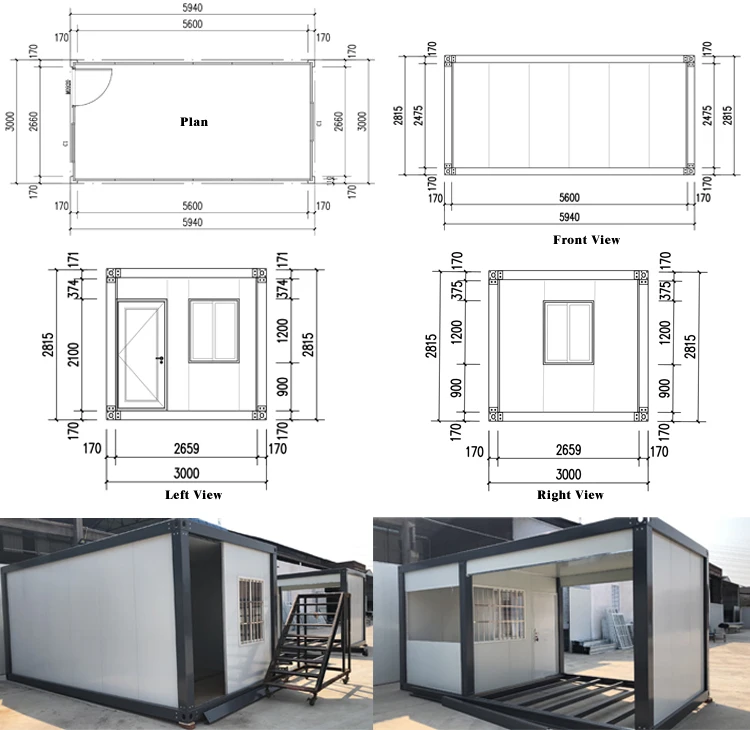 20ft Two-Storey Prefab Steel Sandwich Panel Construction Office ...