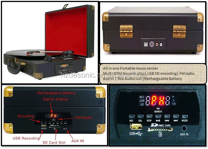 Vintage Suitcase Jyk Turntable Vinyl Player Gramophone With 3 Speed ...