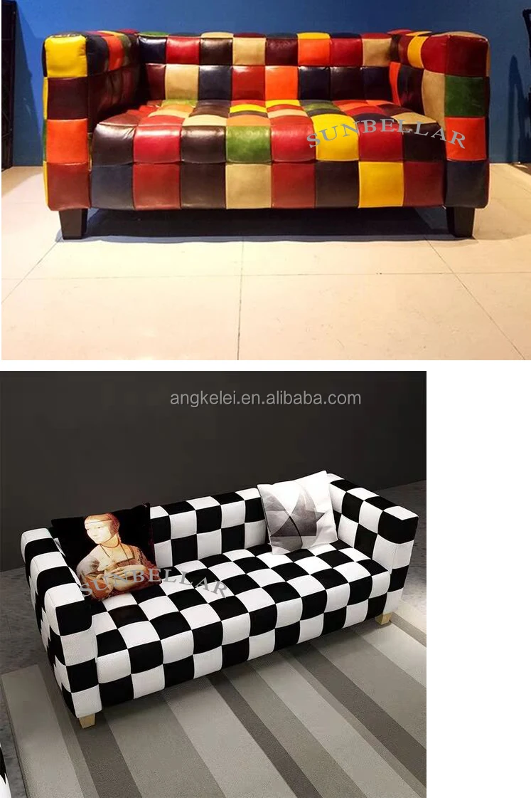 Hotel Room Sofa Multi Color Genuine Leather Antique Two Seater Sofa ...