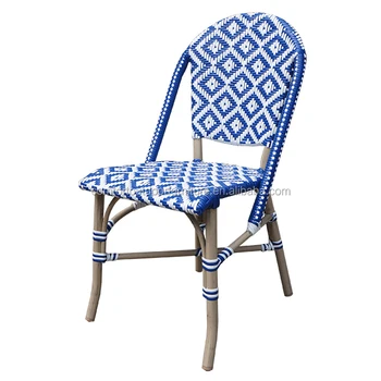 Blue Color Rattan Hotel Dining Chair With Modern Weaving Pattern - Buy ...