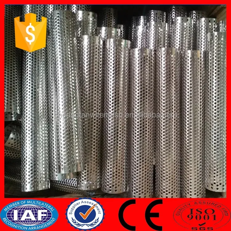 Stainless Steel Filter Wire Mesh Screen Tube / Round Hole Perforated ...