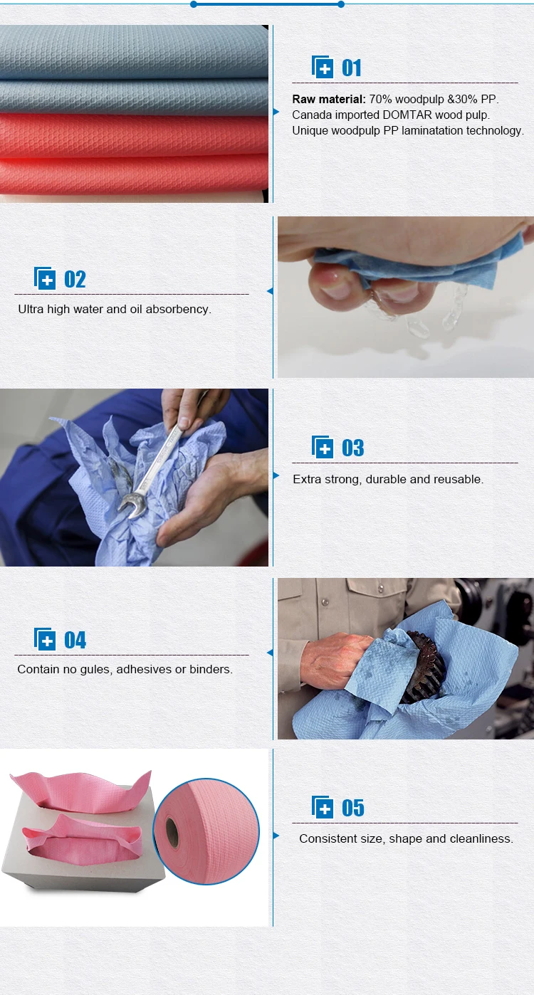 No Adhesive Or Binders Absorbent Pp Wood Pulp Spunlace Non-woven Cloth ...