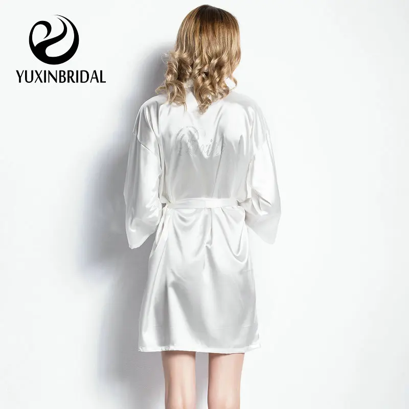 Fashion Gold Solid Plain Silk Satin Rhinestone Bride Robe Wr1-0020 ...