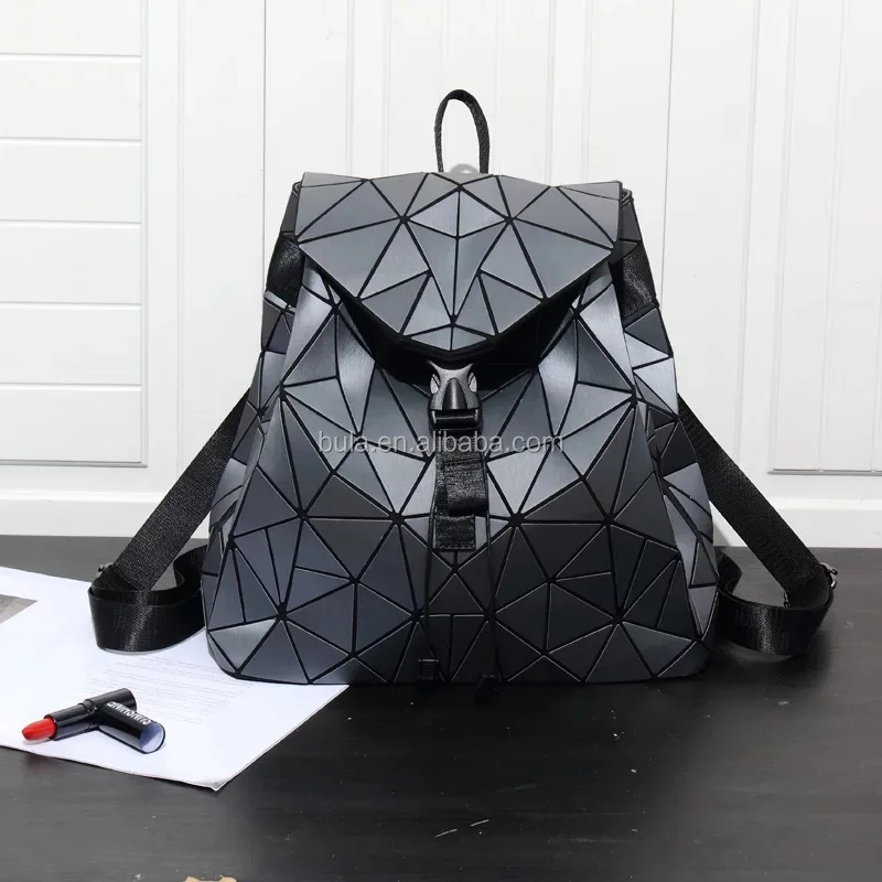 Fashion Red Geometric Backpack Women Folding Backpacks Black Student ...