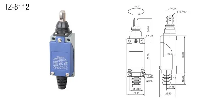 TZ-8112 IP65 5A 250V Limit Switch - Reliable Double Circuit