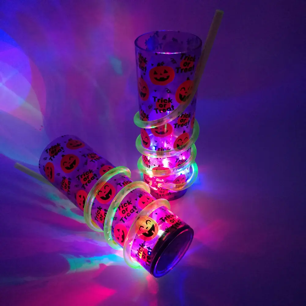 Lighted Straw Plastic Cup Lighted Swirly Straw Tumbler Led Flashing ...
