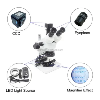 Stereo Microscope With Led Light Source,7-45x Trinocular Zoom Electric ...