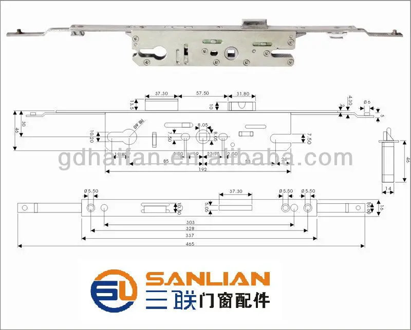 Aluminium Door Mortise Lock Body Multi 3 Point Lock Body S88535 to Thailand