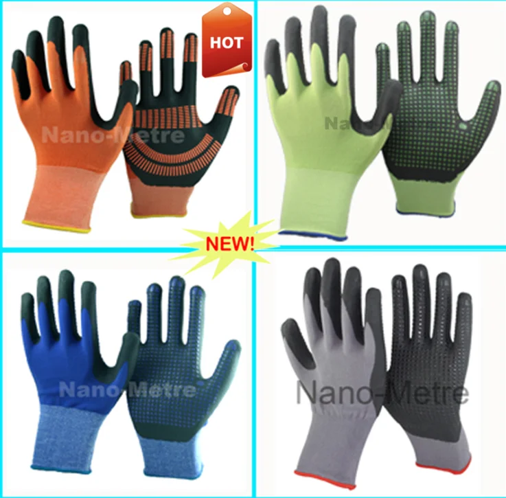 Nmsafety Nitrile Gloves Nylon Micro Foam Nitrile Glove With Dots On ...