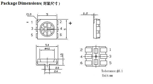 Super Bright 0.2w Led Smd 5050 White 6 Pin Smd Led Chip For Strip - Buy ...