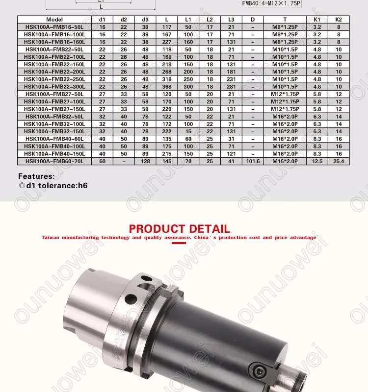 Hsk63a Hsk100a Fmb Fma High Speed High Precision Face Mill Arbor Din69893 Tool Holder - Buy Hsk ...
