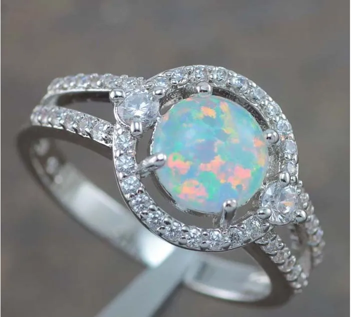 Branco Opala Anel Com Pedra Cz,925 Prata Esterlina Opala Anel,Venda Quente Novo Opala Elegante ...
