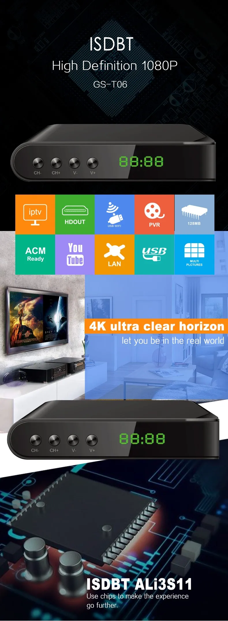 Isdb-t Digital Tv Terrestrial Receiver With U-flash Disk Ali 3s11 ...