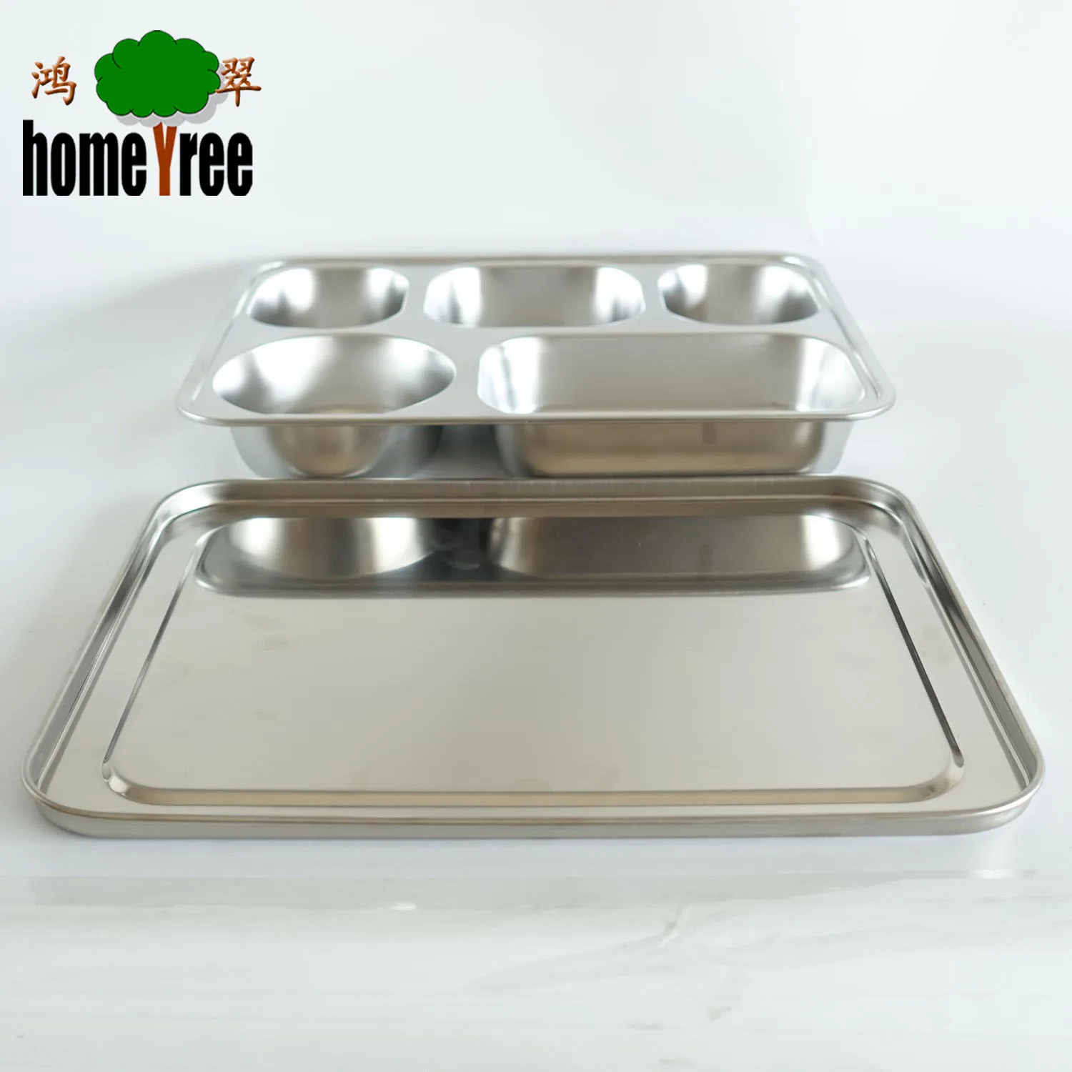 5 Compartment 304 Stainless Steel Fast Food Tray With Ss Lid - Buy ...
