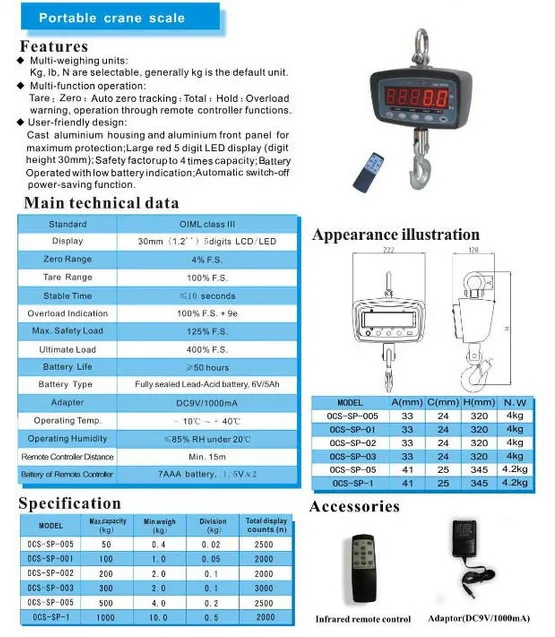 100kg Crane Scale Digital Weighing Spring Balance - Buy Crane Scale ...