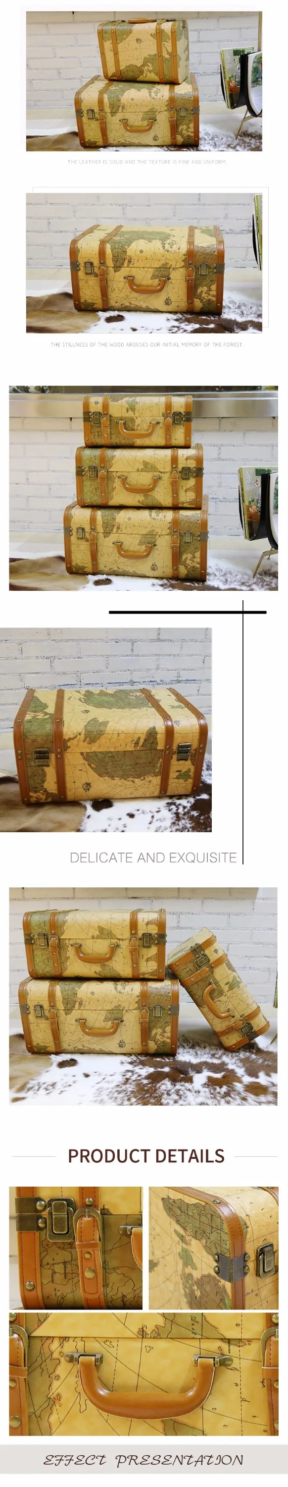 Vintage Yellow World Map Trunk - Perfect for Home Decoration
