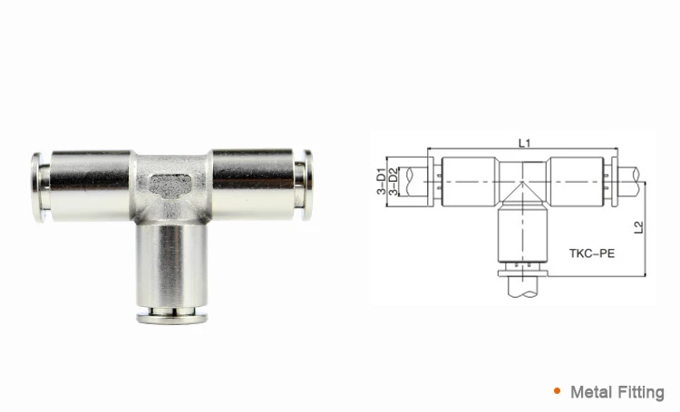 3-way T Type Brass Pneumatic Pu Air Hose Quick Fitting Connector 10 Mm ...