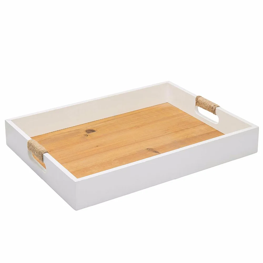 Wholesale Modern White Natural Wood Serving Breakfast Tray With Cutout ...