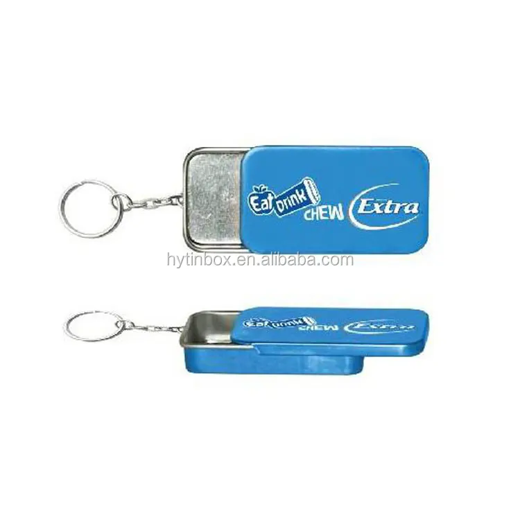 Sliding Lid Mint Tin Case Chewing Gum Box With Key Chain 60x35x12 Mm ...