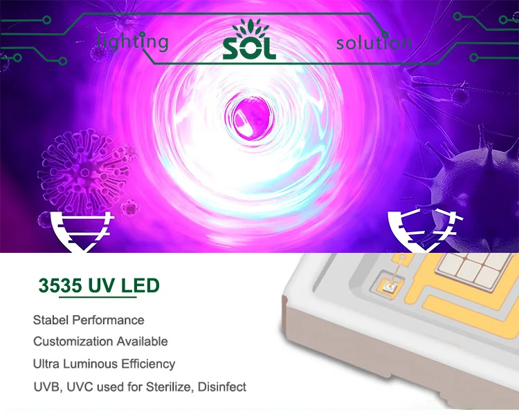Sol-3535ua300-xx 3w 3v 365nm 410nm 3535 Smd Uv Led Chip Light 1000pcs ...