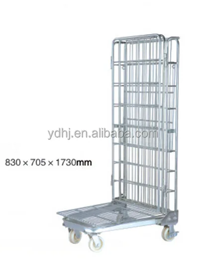 4 Wheels Heavy Duty Warehouse Steel Wire Rolling Cage Cart - Buy ...