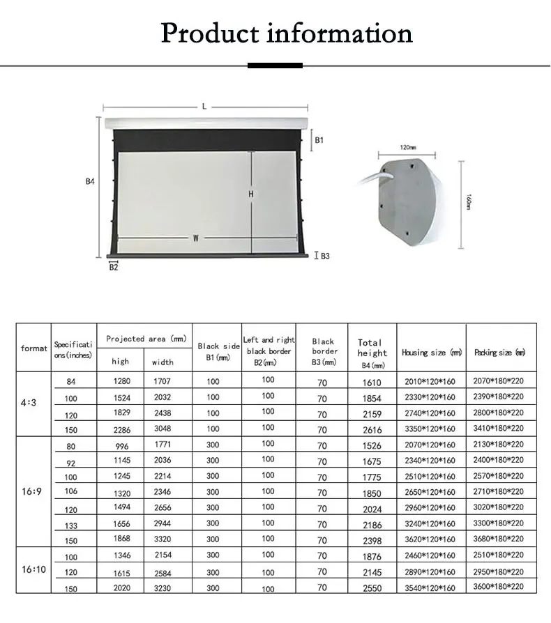 110\" Widescreen Electric Projector Screen Ceiling Recessed Motorized ...