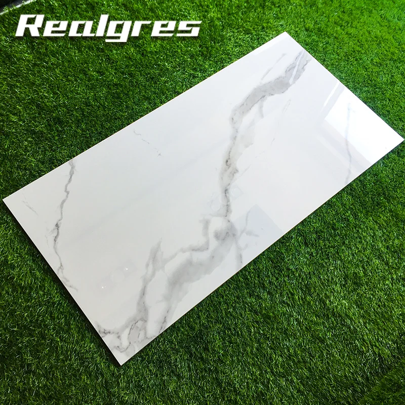 Large Square White Marble Bathroom Kitchen Shiny Polished Porcelain ...