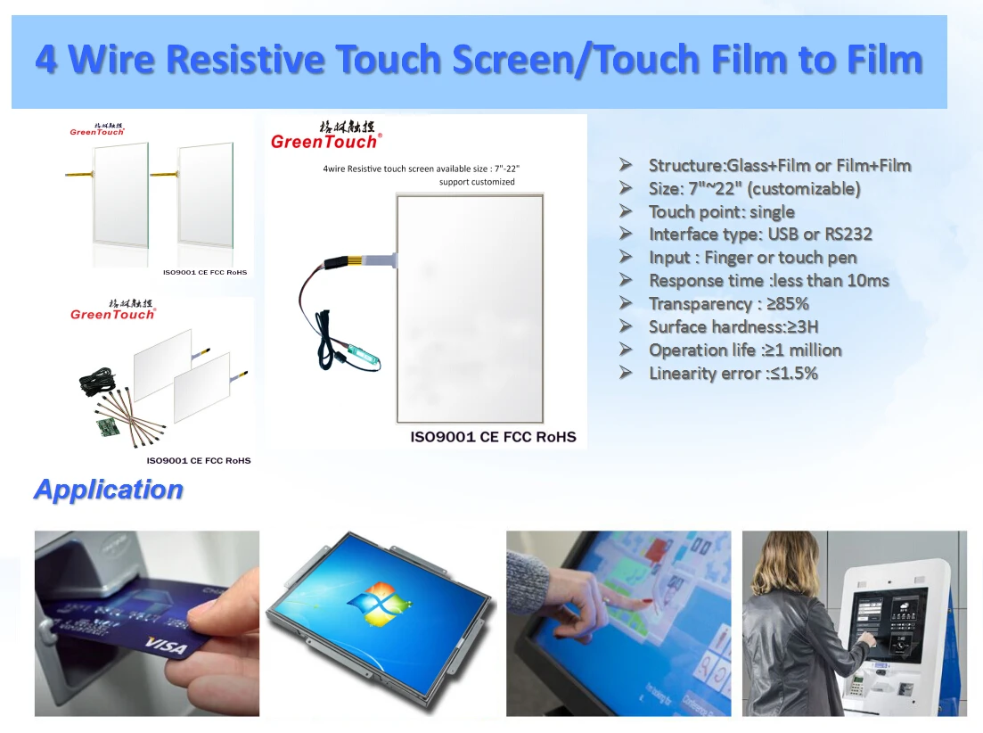 Flexible Lcd Touch Screen 4 Wire 15 Inch Resistive Touch Film Touch ...