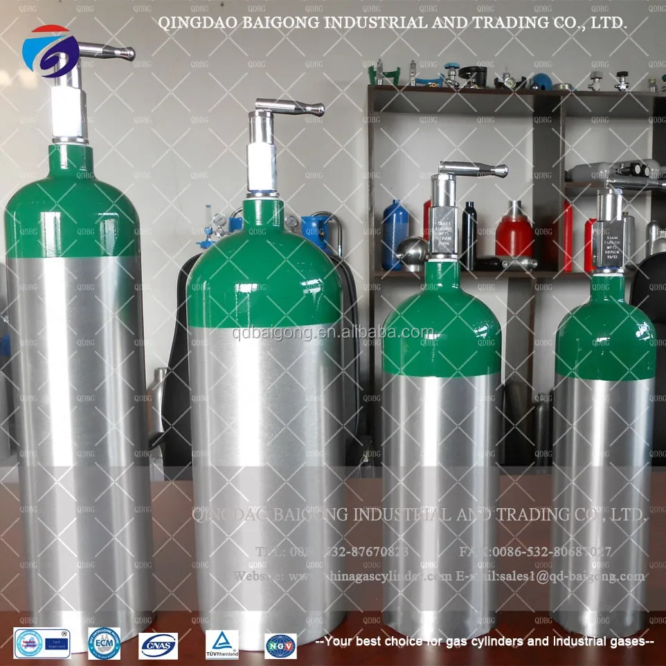 High Pressure Oxygen Container - 10L Aluminum Gas Cylinder