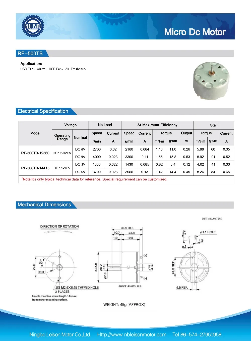 RF-500 Motors - Compact, Efficient Solutions for Fans & Alarms
