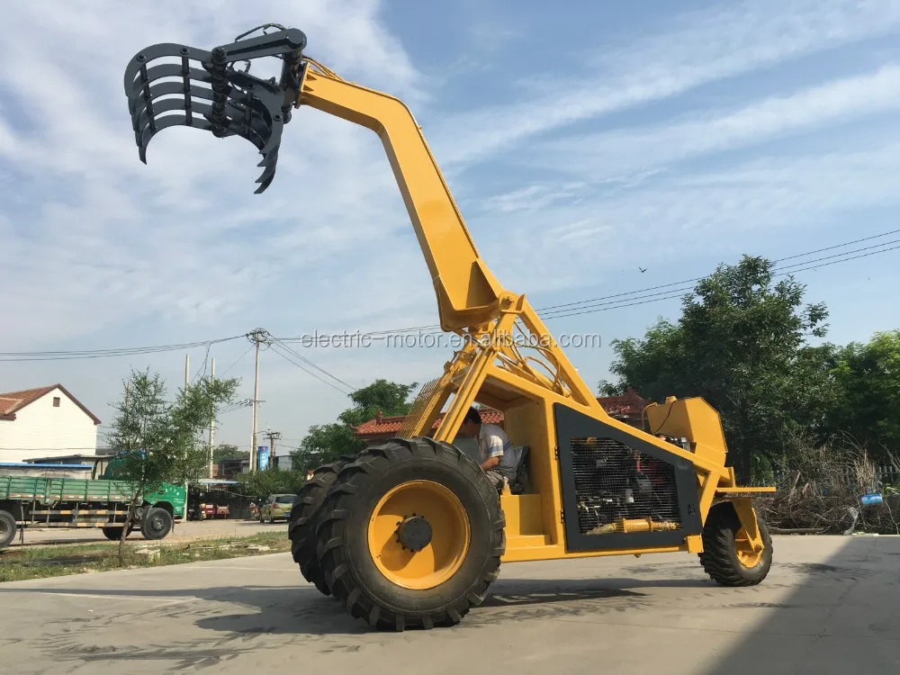 Small Earth Moving Machine Digging Wheel Excavator With Wood Grabber ...