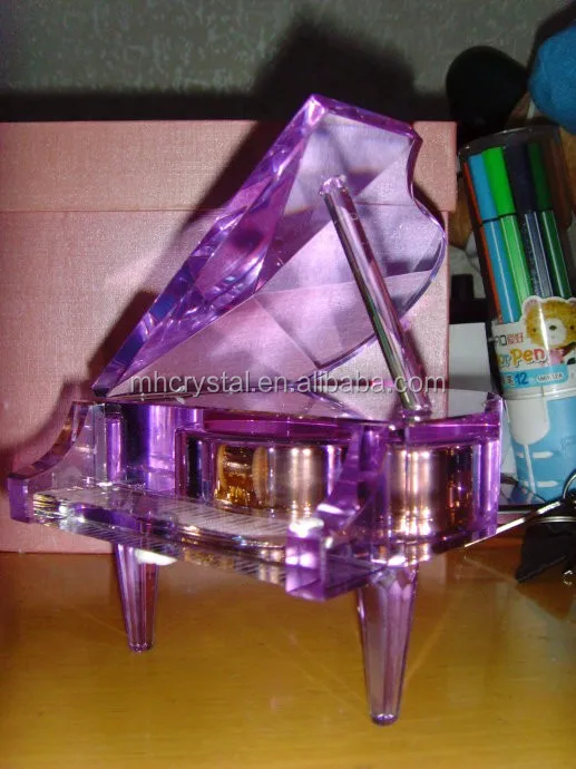 Clear Crystal Glass Grand Piano Music Box Plays Wedding Mh-p003 - Buy ...