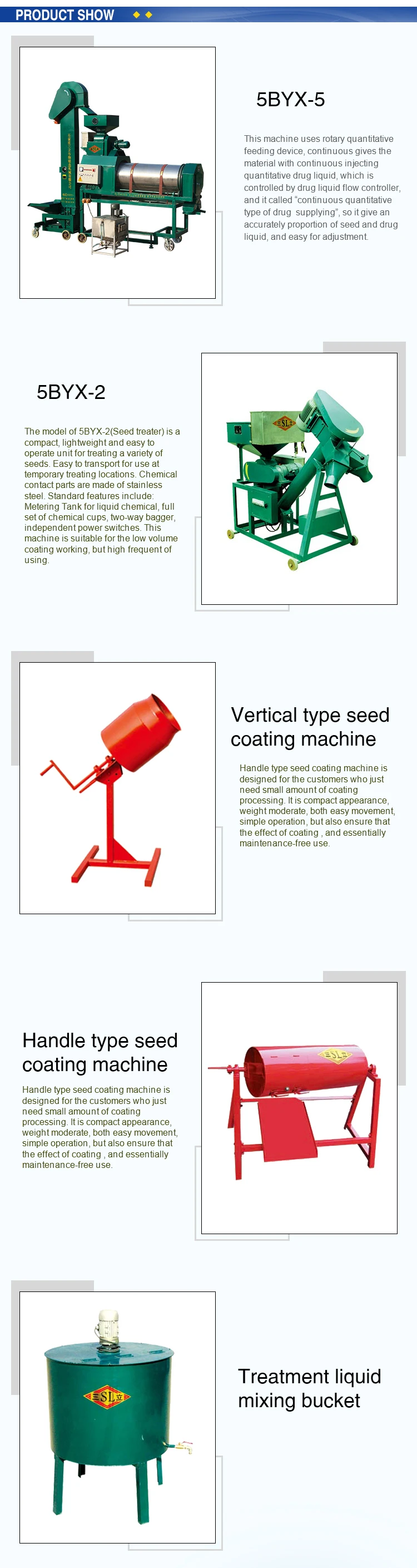 Small Capacity Seed Coating Machine - Sanli Seed Treater